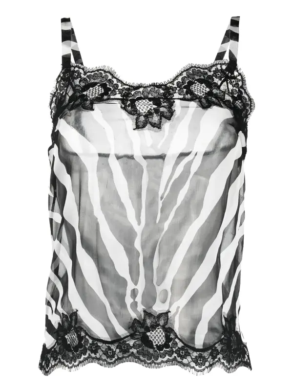 Dolce & Gabbana Zebra-print Chiffon Camisole - Black