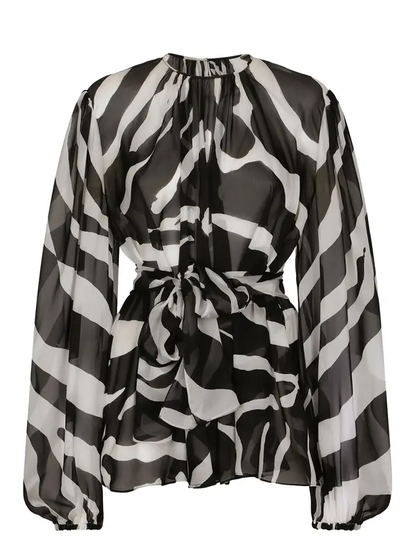 Dolce & Gabbana Zebra-print Chiffon Blouse - Black