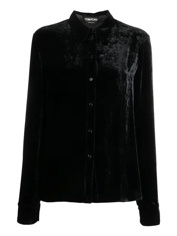 TOM FORD Crushed Silk-velvet Shirt - Black