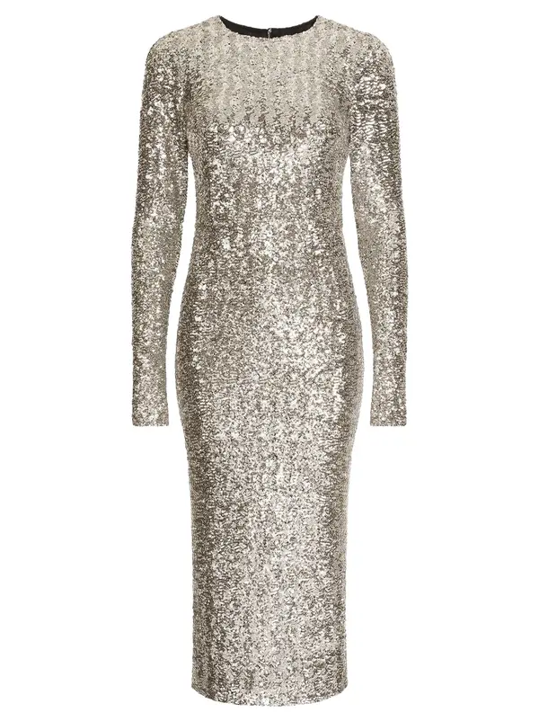 Dolce & Gabbana Sequin-embellished Midi Dress - Silver