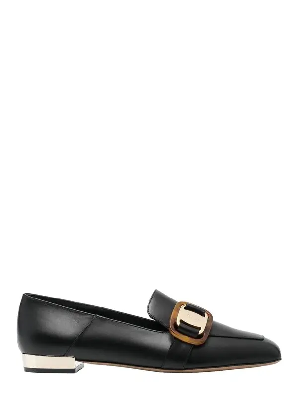 FERRAGAMO Logo-plaque Leather Loafers - Black
