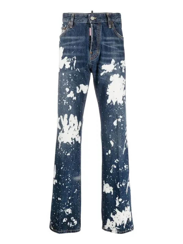 Dsquared2 Straight-leg Jeans With Paint Splatter Detail - Blue