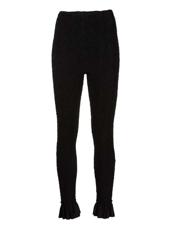Alexander Wang Ruched Ruffle-trim Leggings - Black