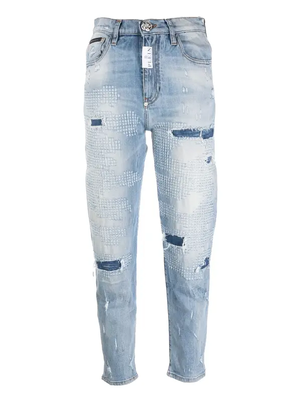 Philipp Plein Distressed Mom Jeans - Blue