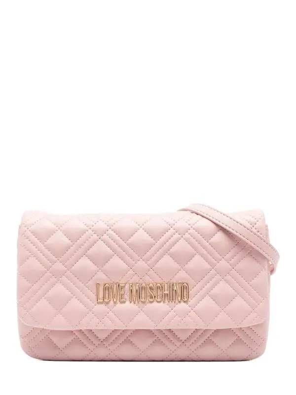 Moschino Logo-plaque Quilted Crossbody Bag - Pink