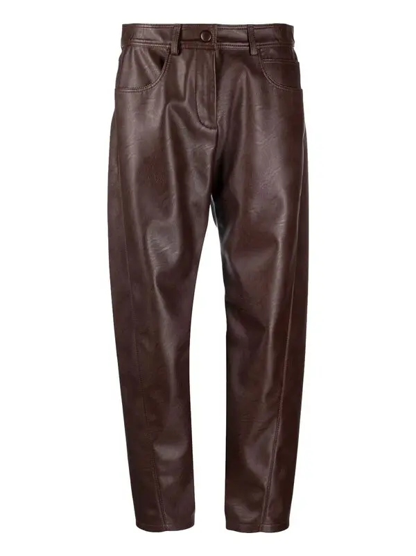 Stella McCartney Faux Leather Cropped Trousers - Brown
