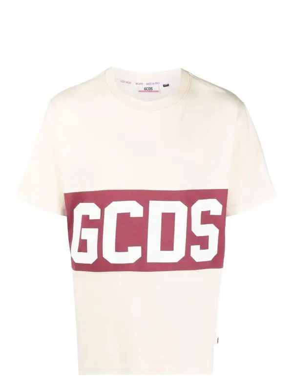 Gcds Logo-print Cotton T-shirt - Neutrals