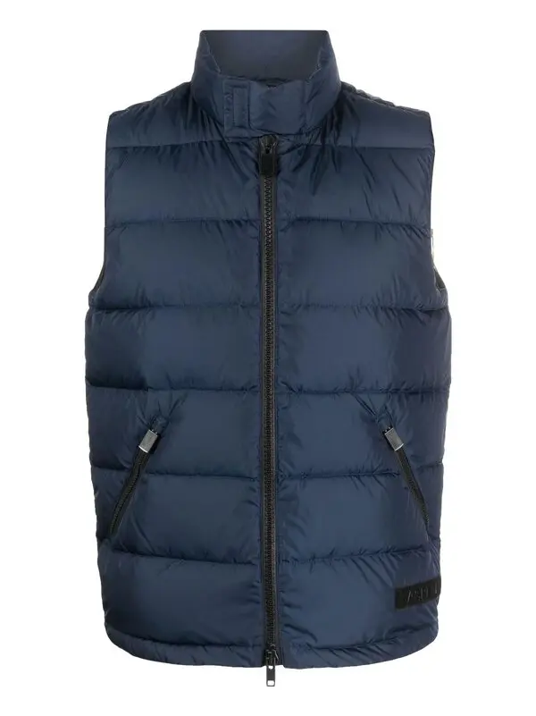 Aspesi Logo-patch Feather-down Gilet - Blue