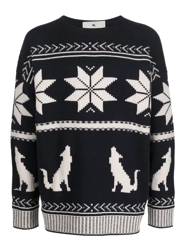 Etro Patterned Jacquard Knitted Jumper - Blue