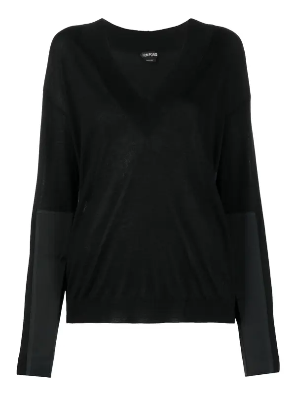 TOM FORD Panelled V-neck Jumper - Black