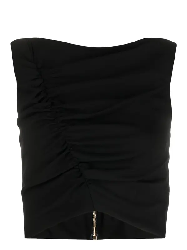 Versace Gathered Sleeveless Top - Black
