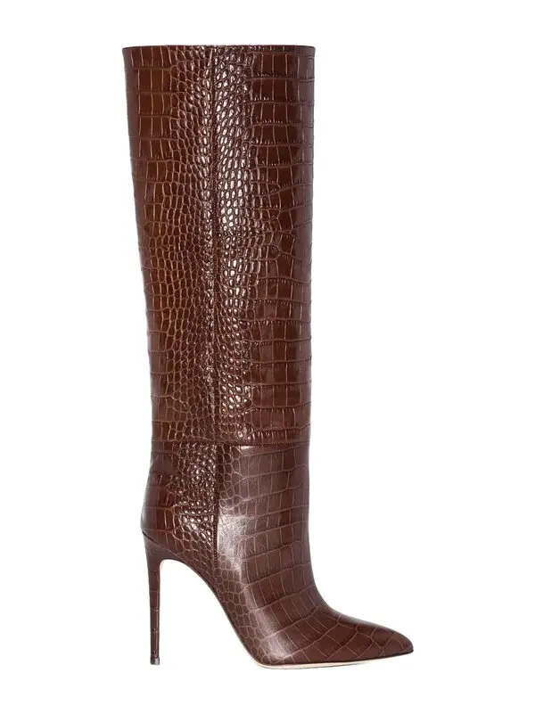 Paris Texas 115mm Crocodile-effect Knee Boots - Brown