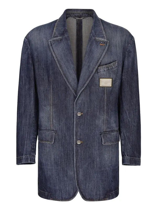 Dolce & Gabbana Longline Denim Blazer - Blue