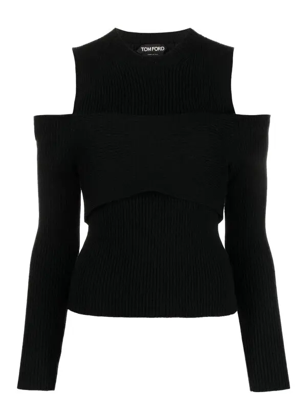 TOM FORD Cold-shoulder Wool Jumper - Black