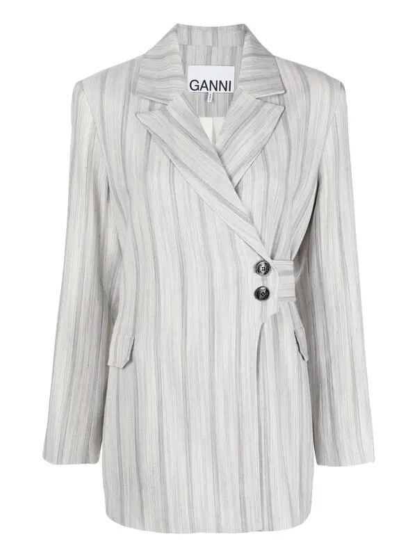 GANNI Striped Suiting Jacket - Grey