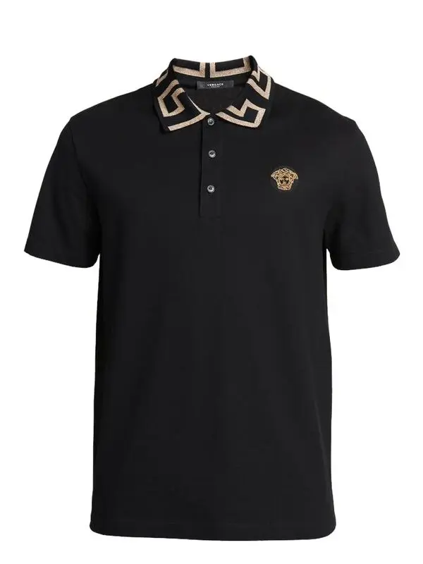 Versace Greca-collar Polo Shirt - Black