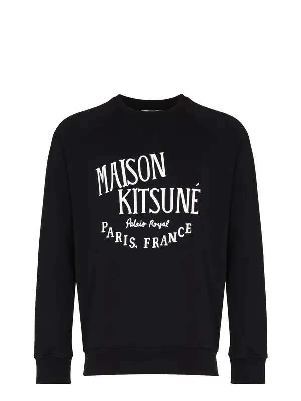 Maison Kitsuné Logo-print Long-sleeve Sweatshirt - Black