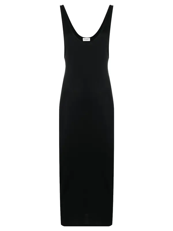 Saint Laurent Fine-ribbed Slip Dress - Black