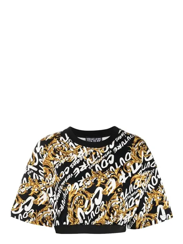 Versace Logo-print Cropped Top - Black