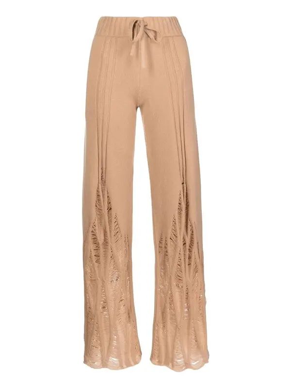 DION LEE Distressed High-waist Trousers - Brown