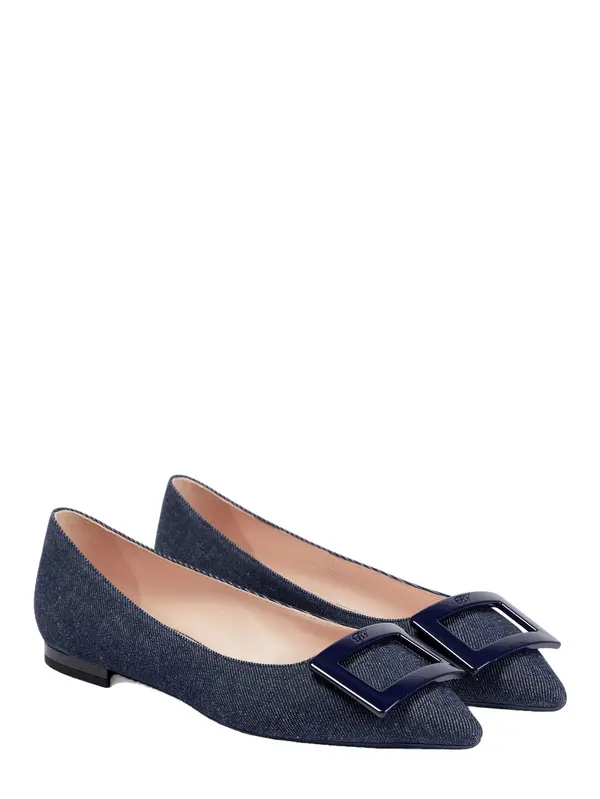 ROGER VIVIER Gommettine Ball Denim Ballet Flats - Blue