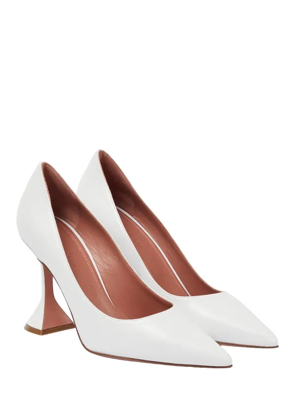 Amina Muaddi Ami Leather Pumps - White