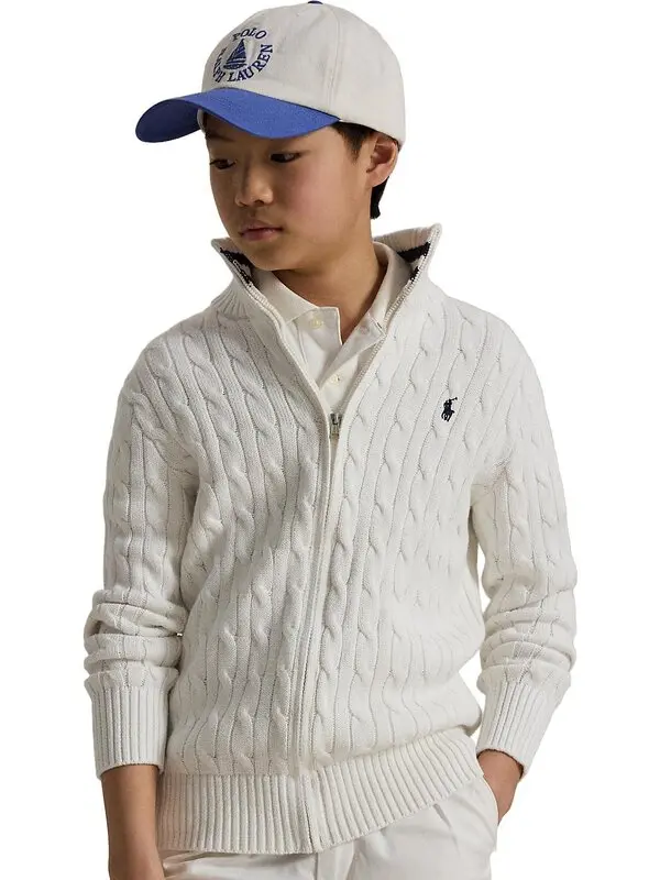 Ralph Lauren Cable-knit Full-zip Sweater - White