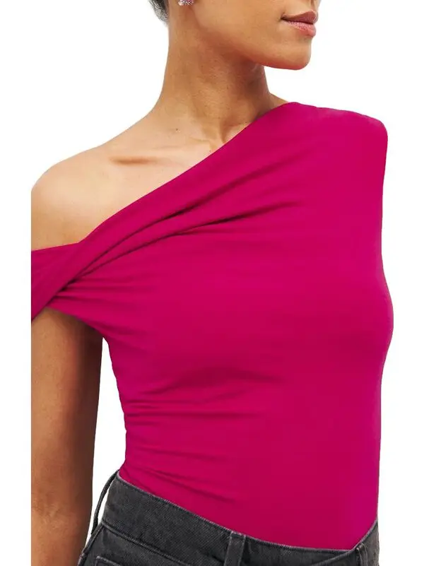 REFORMATION Cello One-shoulder Knit Top - Rhubarb