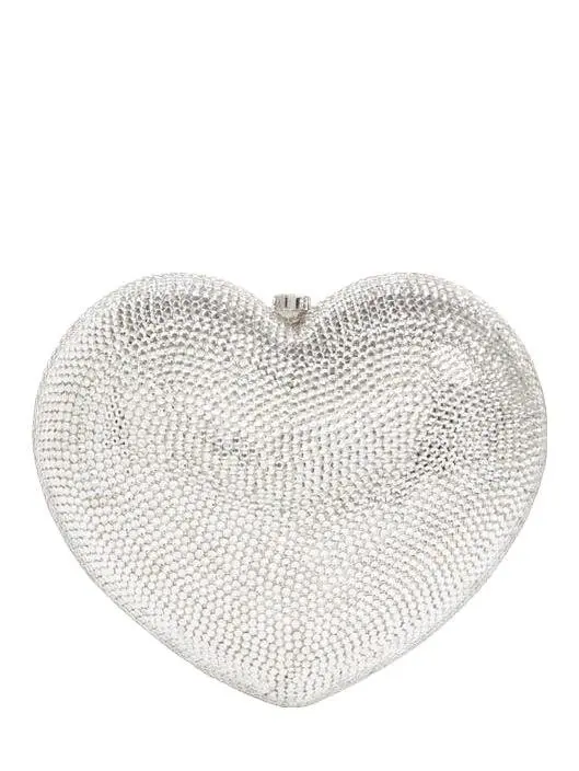 Judith Leiber Lamour Petite Coeur Clutch - Silver Rhine