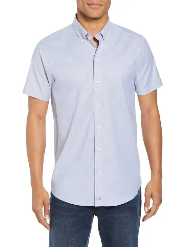 Cutter & Buck Tailor Regular Fit Oxford Sport Shirt - Light Blue