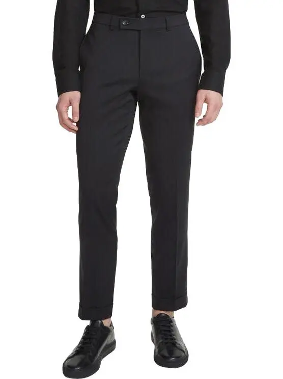 JACK VICTOR Payne Flat Front Wool Trousers - Black