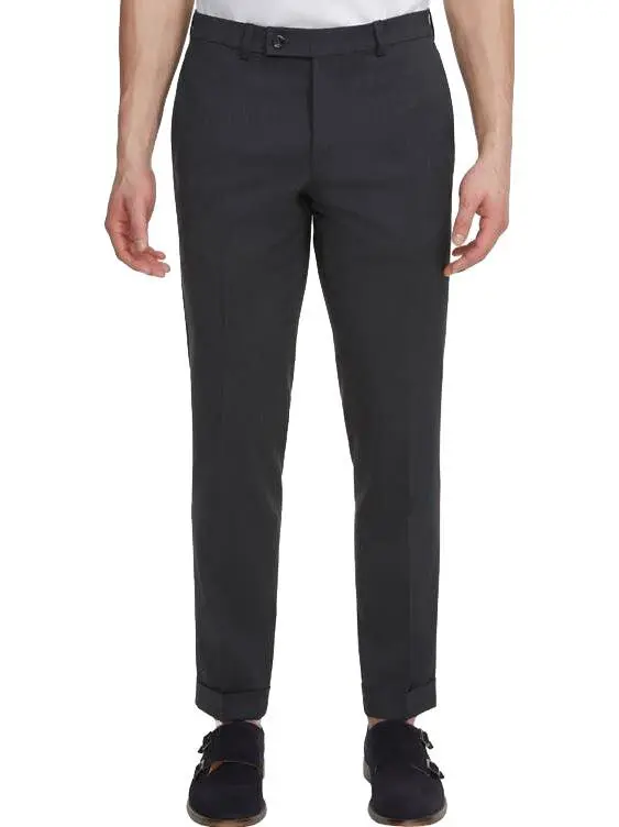 JACK VICTOR Payne Flat Front Wool Trousers - Charcoal