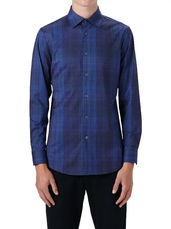 Bugatchi Ooohcotton® Check Button-up Shirt - Midnight