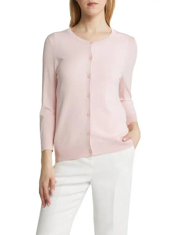 Nordstrom Crewneck Cardigan - Pink Chalk