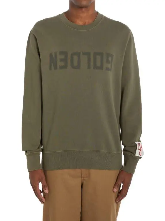 GOLDEN GOOSE Logo Cotton Sweatshirt - Dusty Olive