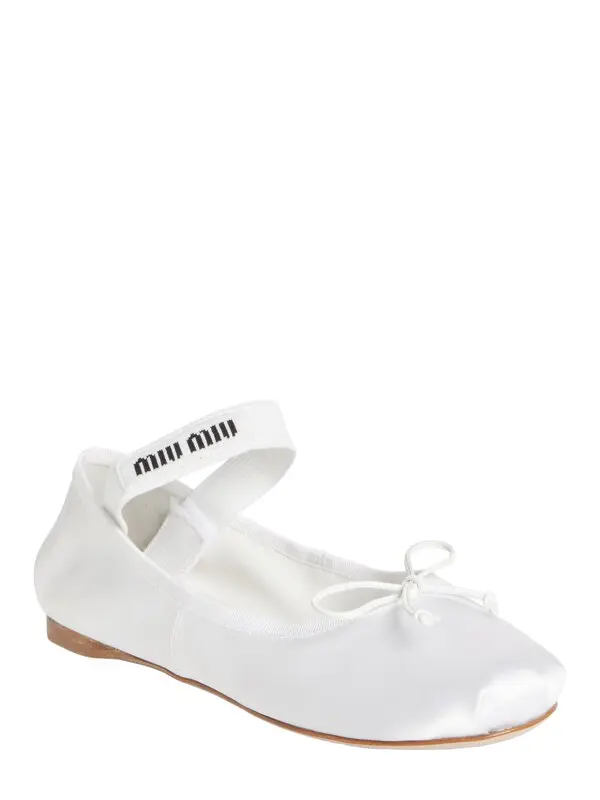 Miu Miu Logo Band Ballet Flats - Bianco