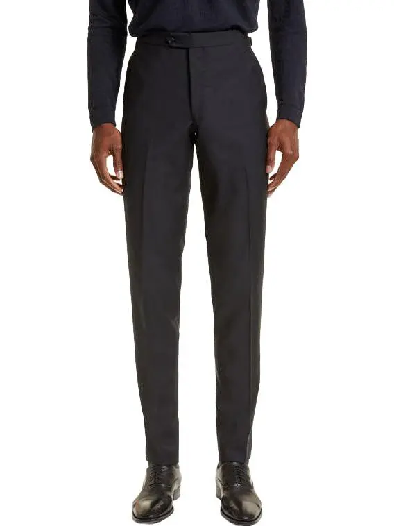 Thom Sweeney Tailored Wool Blend Tuxedo Trousers - 5356 - Midnight