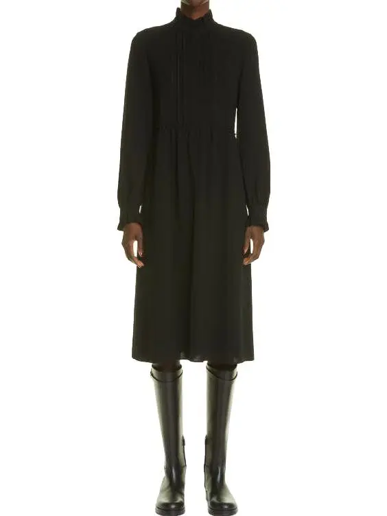 Lafayette 148 New York Roslyn Long Sleeve Finesse Crepe Dress - Black
