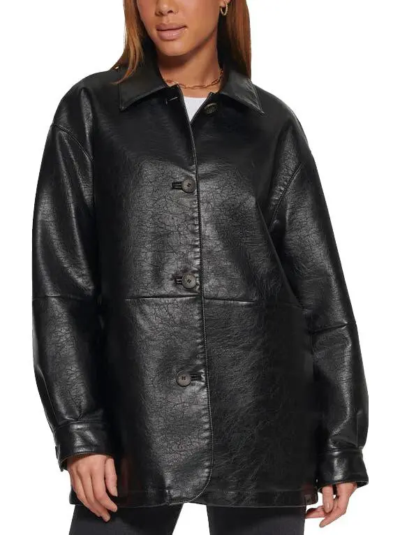 LEVI'S Oversized Faux Leather Relaxed Jacket - Black
