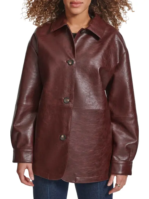 LEVI'S Oversized Faux Leather Relaxed Jacket - Oxblood