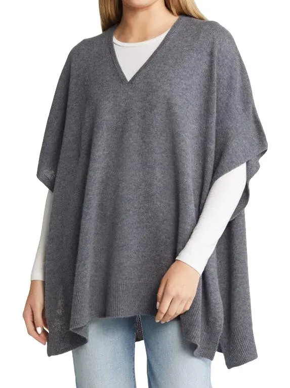 Nordstrom Wool & Cashmere Poncho - Grey Dark Heather