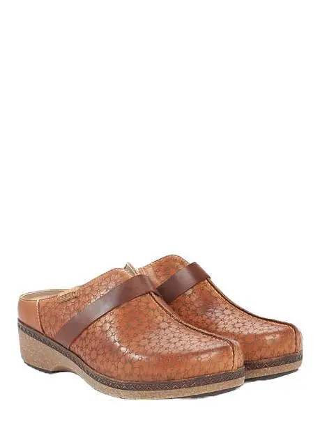 Pikolinos Granada Floral Embossed Clogs - Brandy