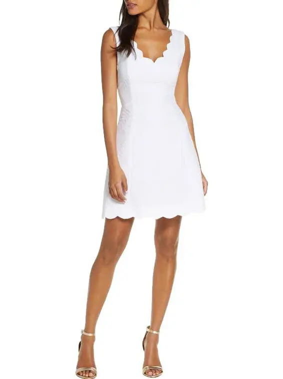 Lilly Pulitzer® Sabeen Stretch Jacquard Fit & Flare Dress - Resort White Fern Jacquard