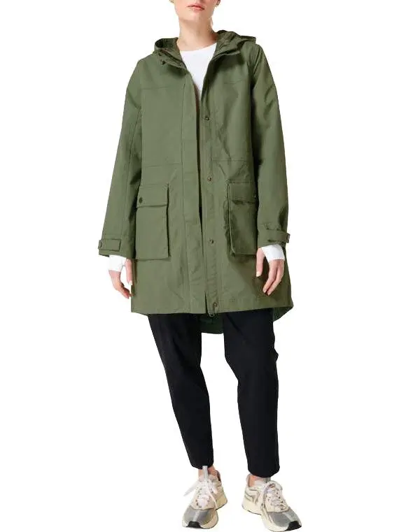 Sweaty Betty Stride Water Resistant Hooded Nylon Parka - Heath Green