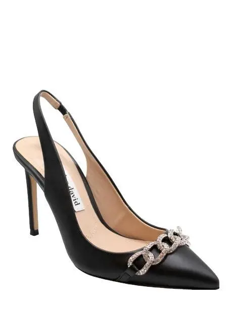 CHARLES DAVID Reeling Slingback Pump - Black Leather