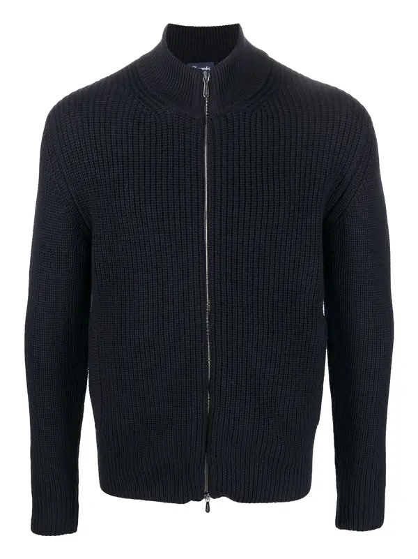 DRUMOHR Merino-wool Zip-up Cardigan - Blue