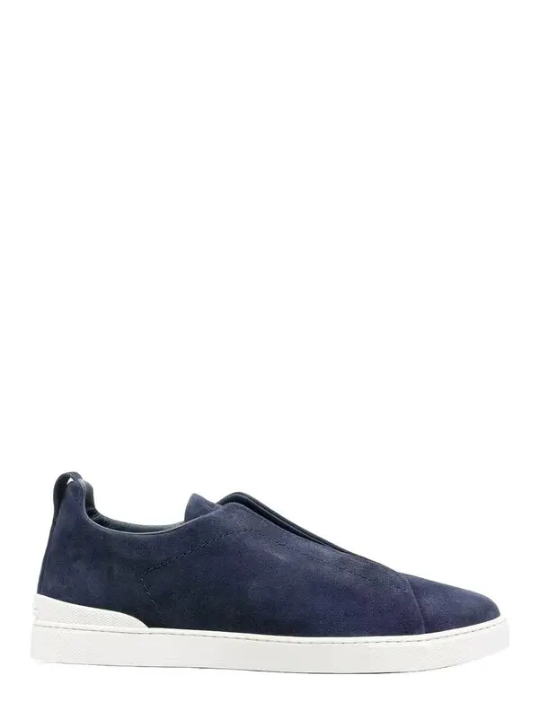 Zegna Triple Stitch Suede Slip-ons - Blue