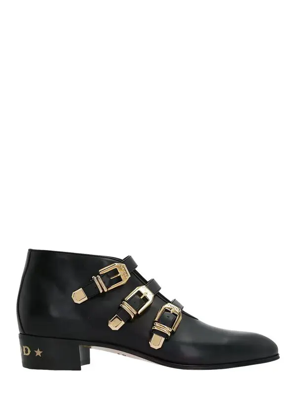 Gucci Buckled Leather Ankle Boots - Black
