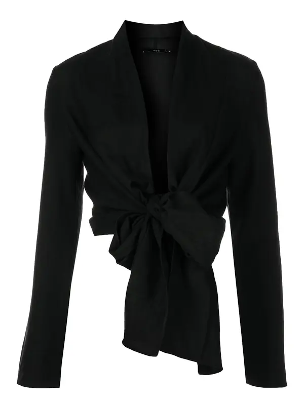 Voz V-neck Wrap Blouse - Black