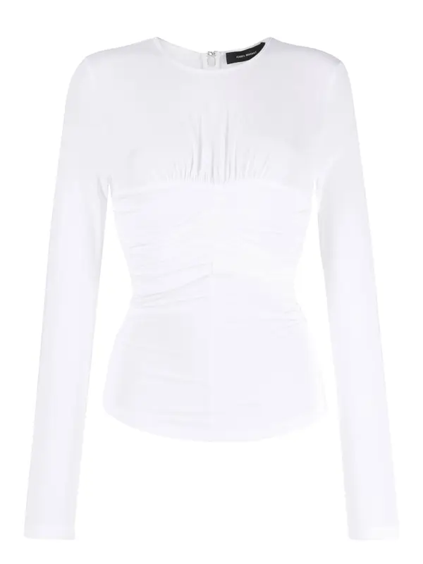 Isabel Marant Gathered-detail Long-sleeve Top - White